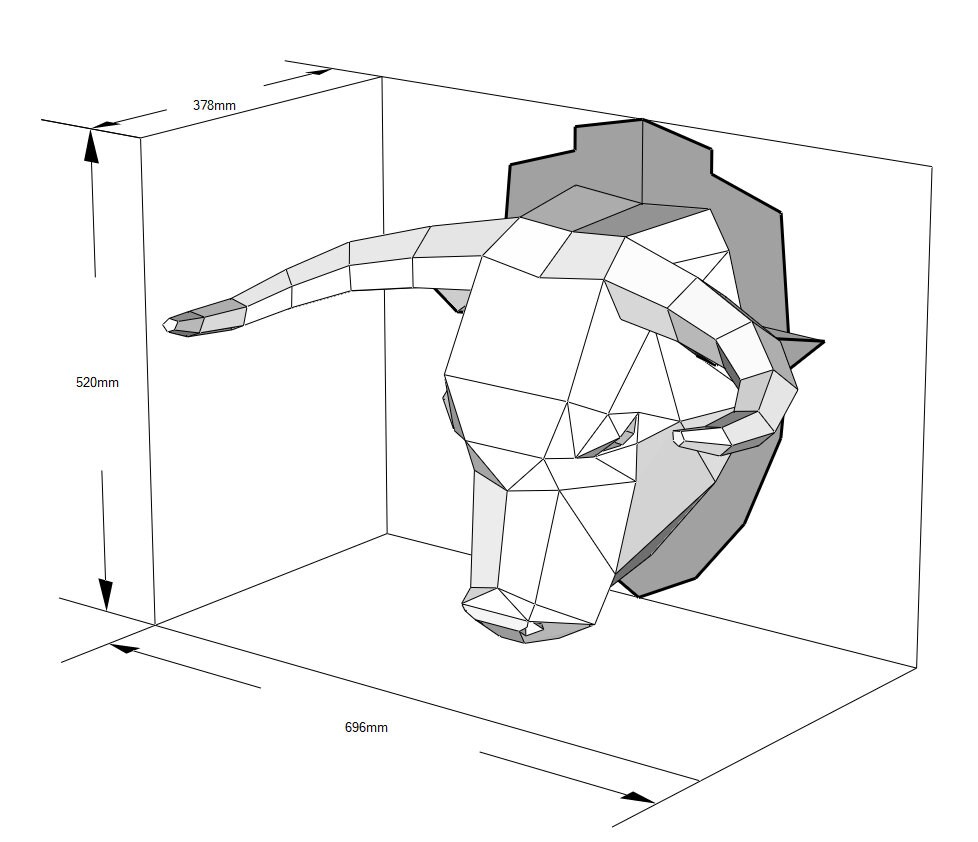 Bull Trophy Head 3d Model DIY Layout Pattern for Paper | Etsy