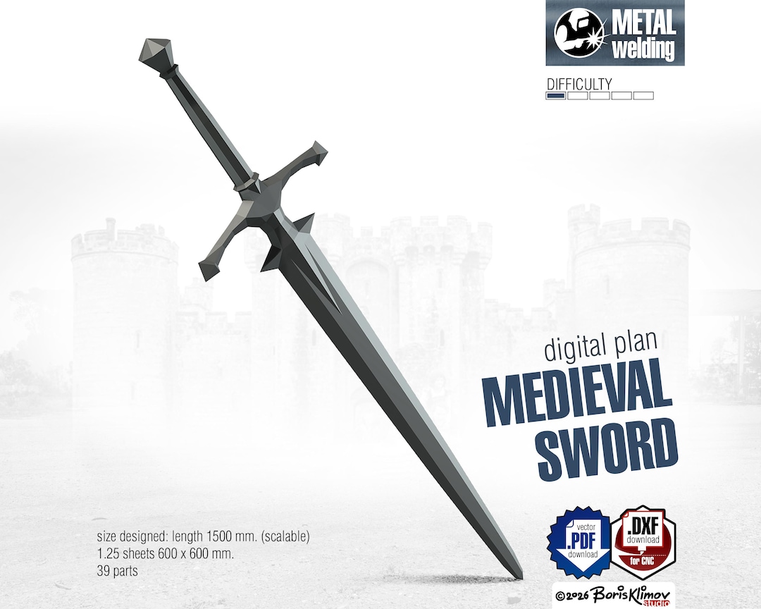 Escultura 3D de espada medieval. Plano de soldadura DIY. Archivos ...