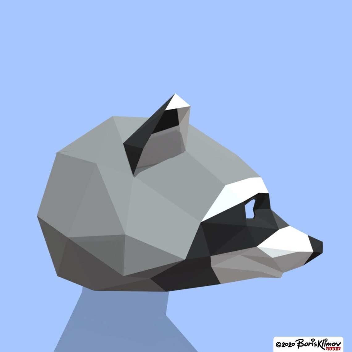 Raccoon DIY 3d Paper Head Mask Pattern Digital Layout | Etsy