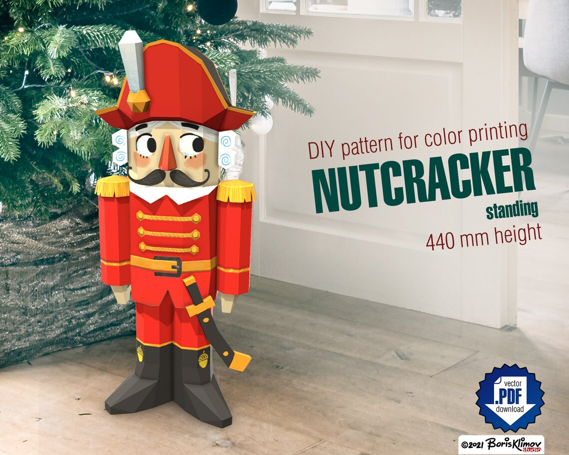 Nutcracker Standing Christmas DIY 3d Decor Papercraft - Etsy