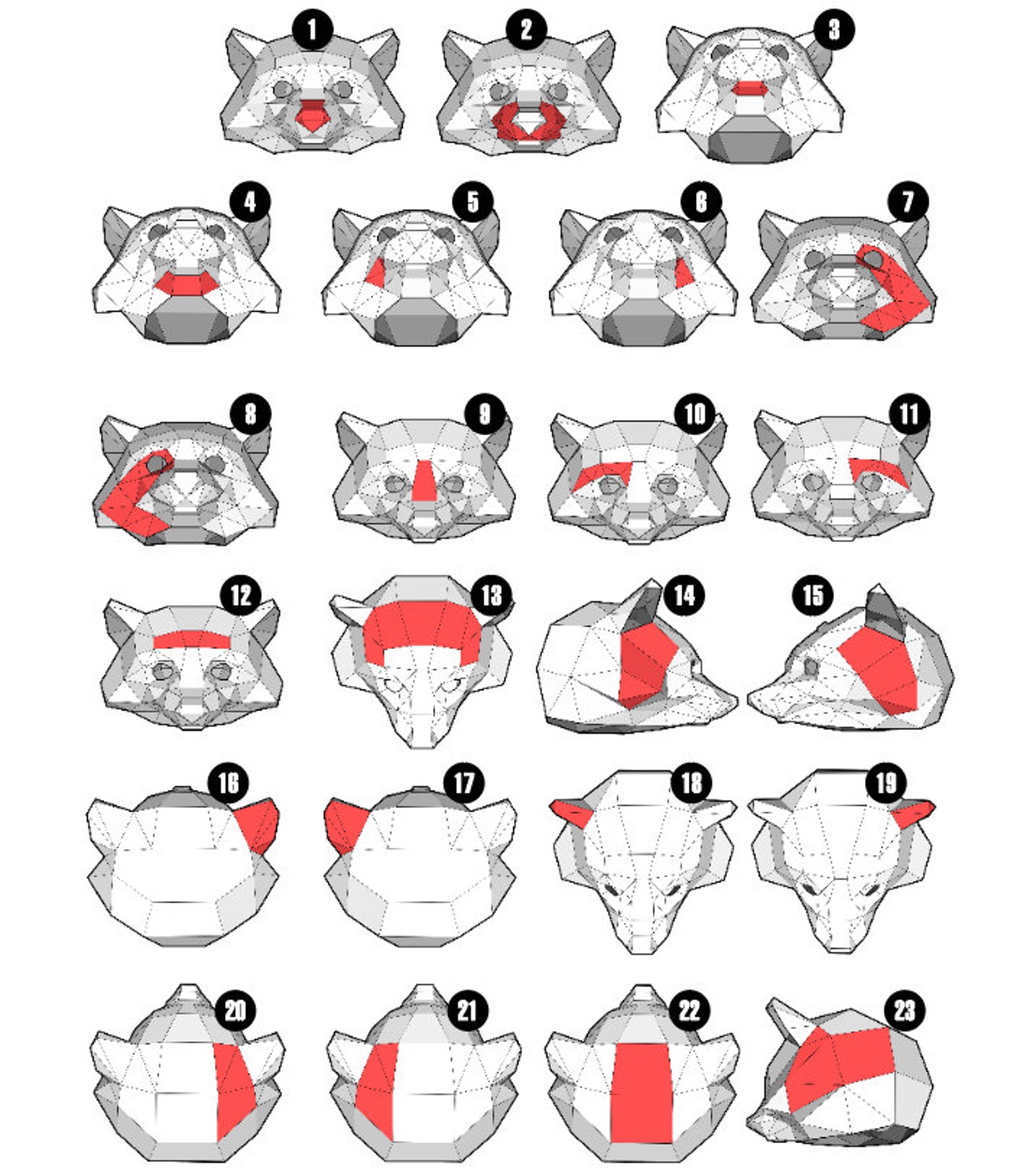 Raccoon DIY 3d Paper Head Mask Pattern Digital Layout | Etsy