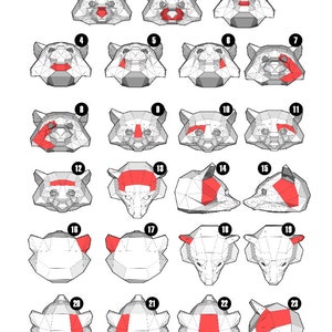Raccoon DIY 3d Paper Head Mask Pattern, Digital Layout - Etsy