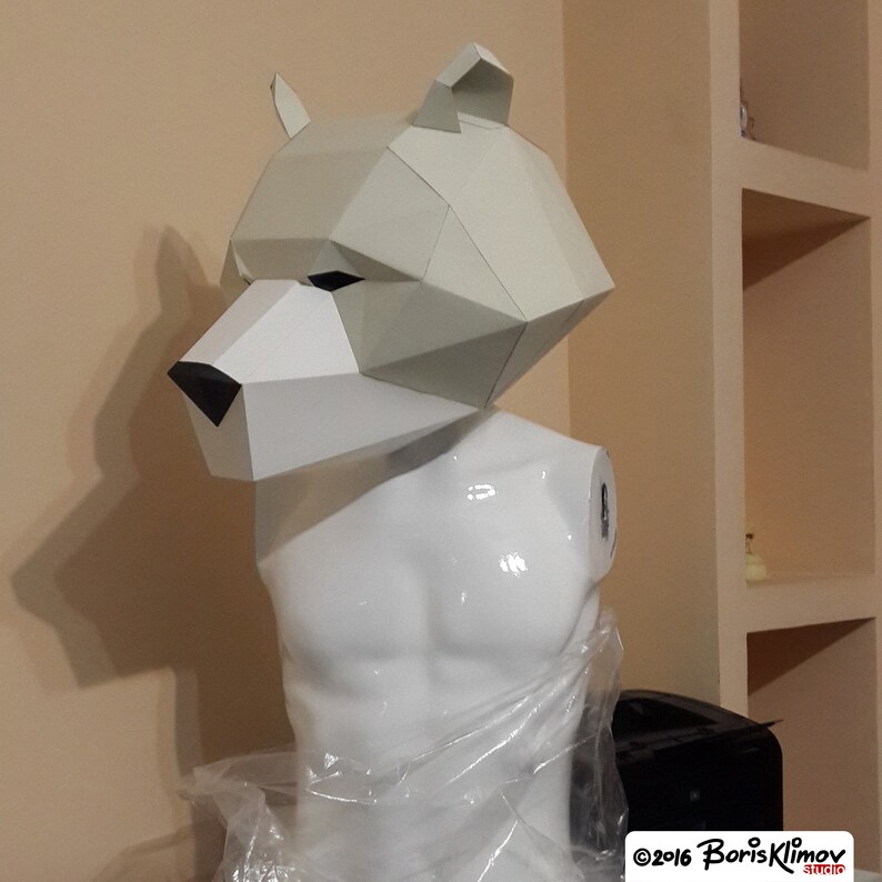 Bear DIY 3d Paper Head Mask Pattern Digital Layout - Etsy