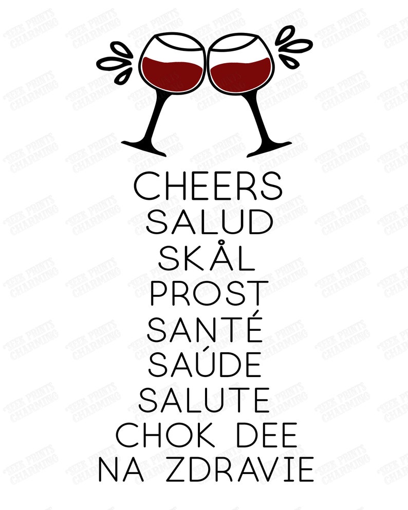 Digital Print Cheers in Different Languages Toasts Around the World Kitchen Bar Game Room Man ...