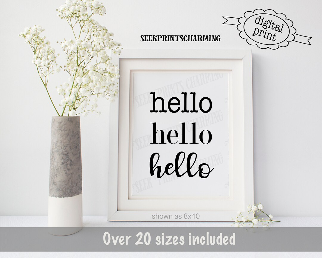 Digital Print Hello Modern Art Greeting Bedroom Office Entry Living ...
