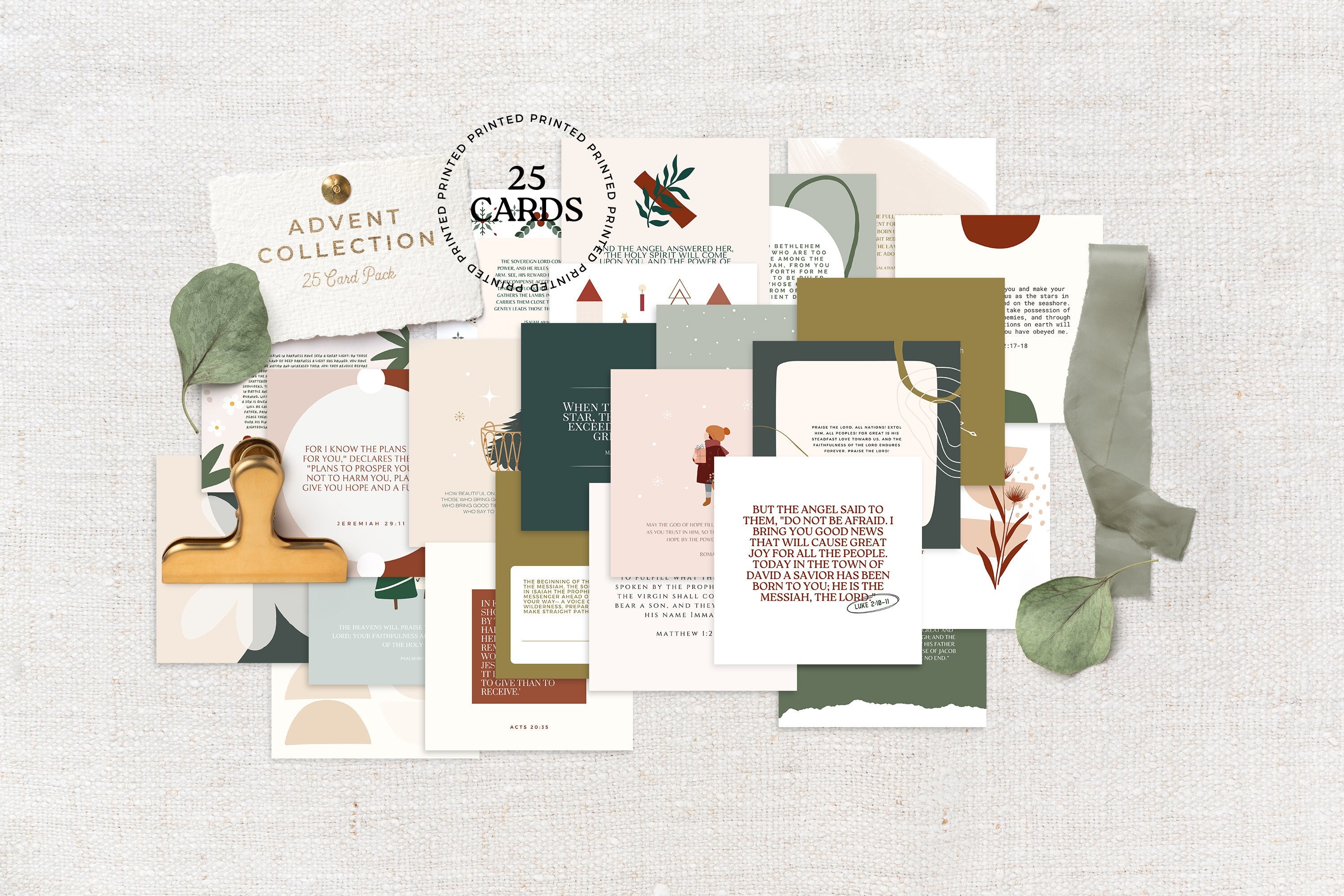 PRINTED Advent Bible Verse Card Pack Set of 25 Cards Square - Etsy