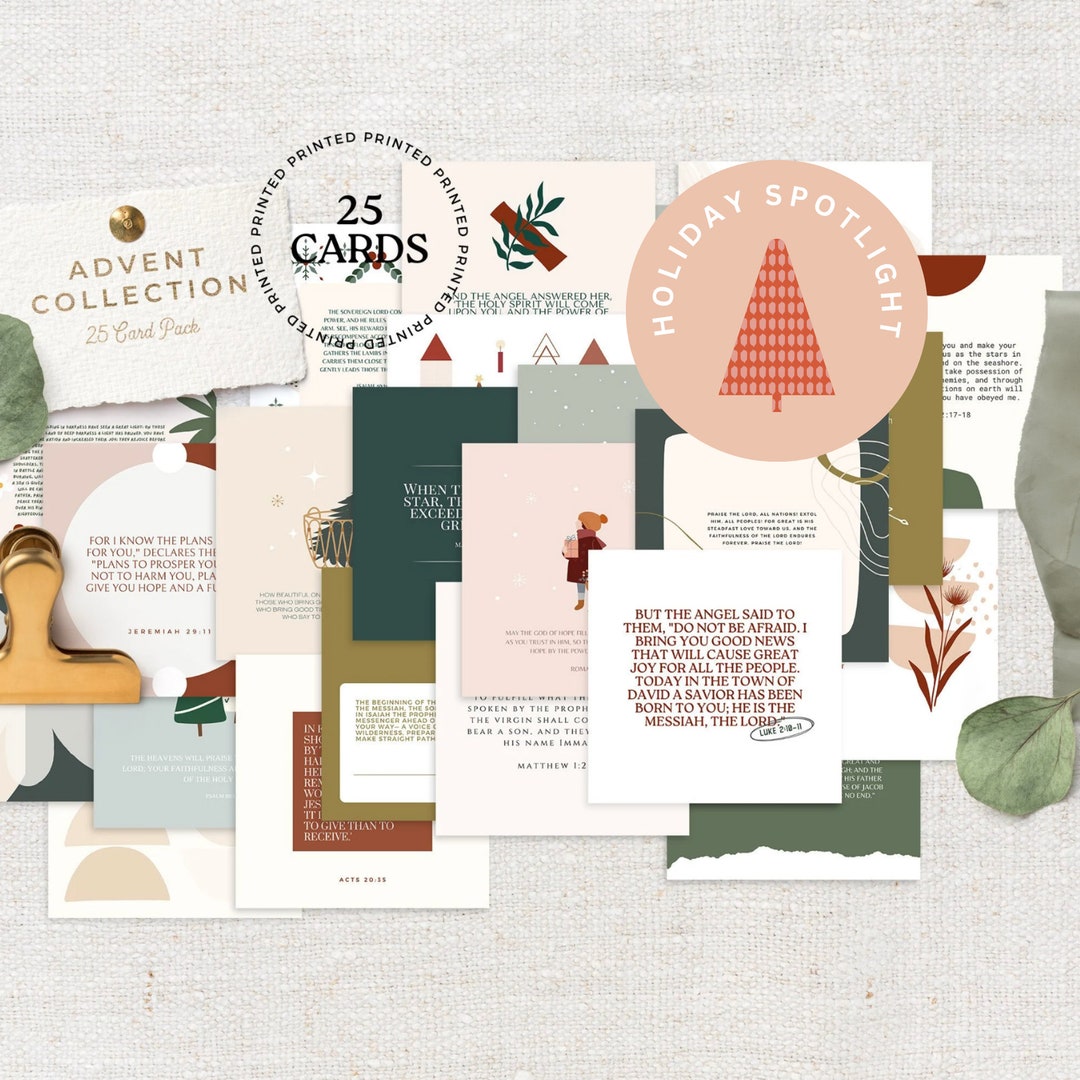 PRINTED Advent Bible Verse Card Pack, Set of 25 Cards, Square Advent ...