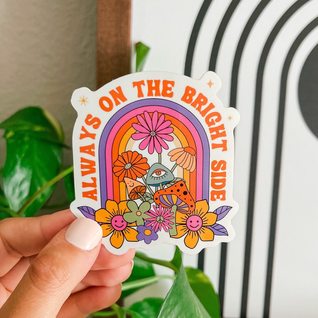 Brightside Sticker Retro Floral Sticker Rainbow Sticker 70s - Etsy