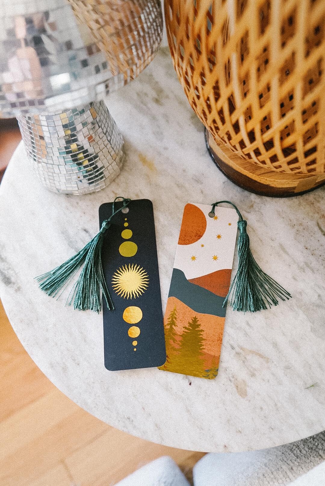 2-pack Bookmarks, Sun and Moon, Mountain Gold Foil Bookmark With Tassel ...