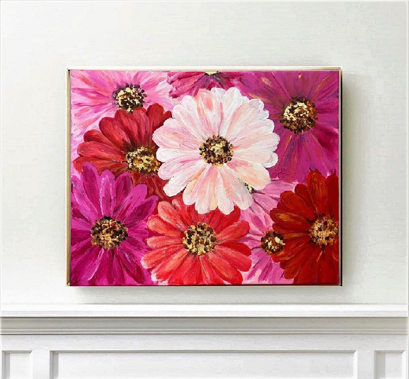 Original ACRYLIC Daisies Painting Purple Daisy Acrylic Paintings, Daisy ...