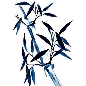 Bamboo Painting Printable Botanical Watercolor Leaves Art - Etsy