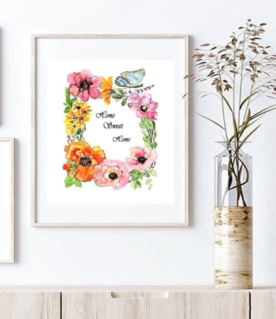 Home Quotes Printable Home Floral Quotes Print Flowers Art | Etsy