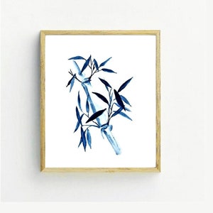 Bamboo Painting Printable Botanical Watercolor Leaves Art - Etsy