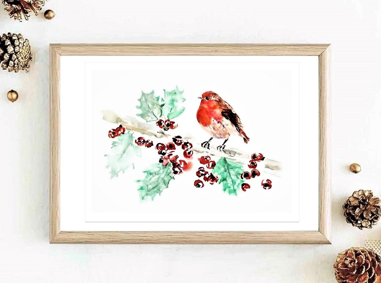 VINTAGE BIRD PRINT /robin Bird Printable /robin Bird Watercolor / Gift ...