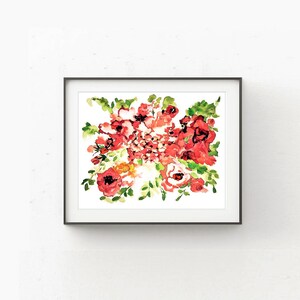 Red Bouquet Floral Print, Flowers Art INSTANT DOWNLOAD Printable Wall ...