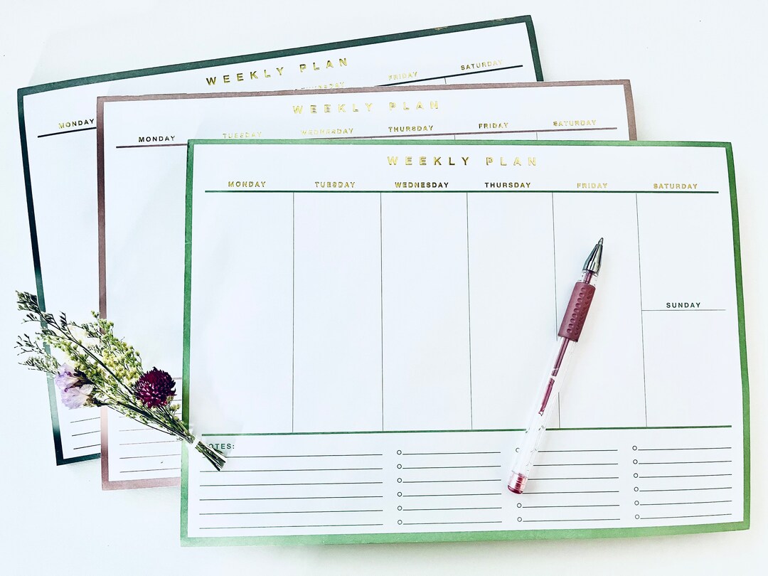 Weekly Planner Pad Simple Tear off Non Dated Plan for the Week Calendar ...