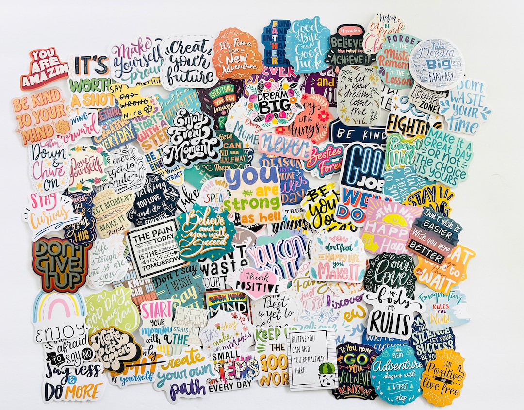 100 Positive Message Stickers Uplifting Quotes Dream Big Goals ...