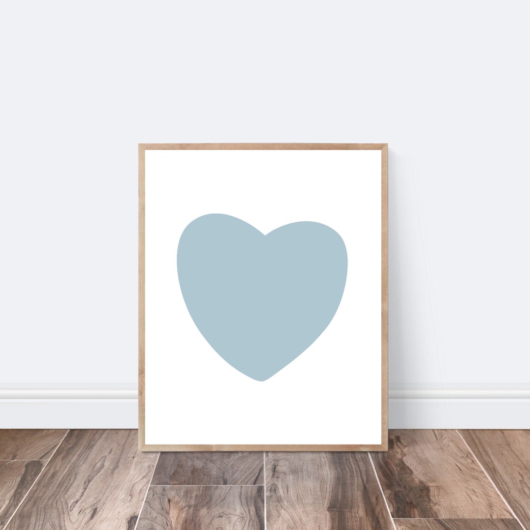 Blue Heart Print Wall Art Digital Download Printable Nursery Decor Boys ...
