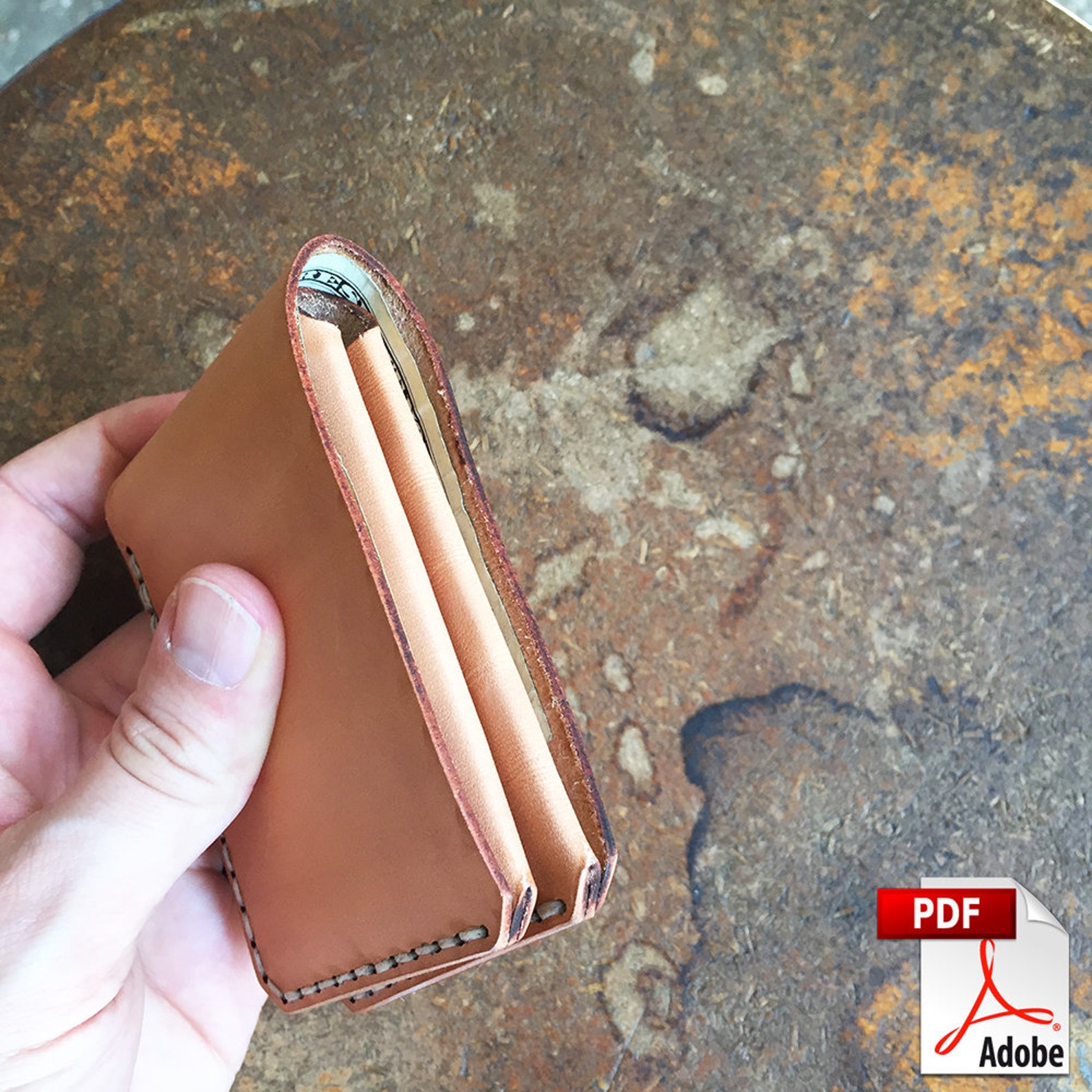 Fold Over Leather Bi-fold Wallet Digital PDF Template Set - Etsy