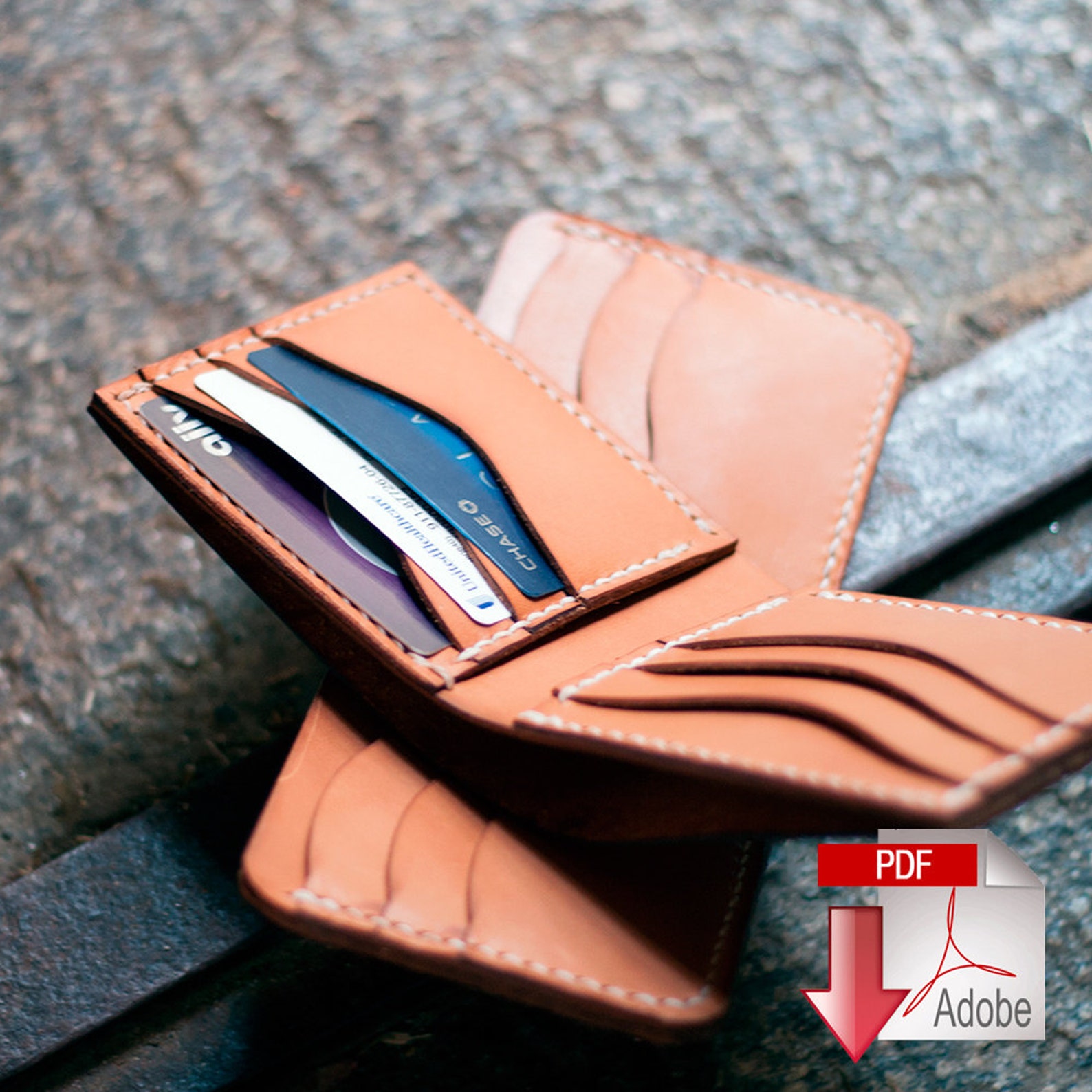 Modern Leather Bi-fold Wallet - FULL SET - Digital PDF Template Set - Etsy