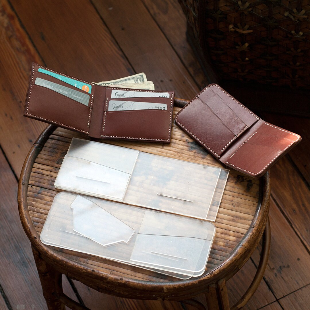 Leather Bi fold Wallet Acrylic Template Set Leather Wallet Etsy