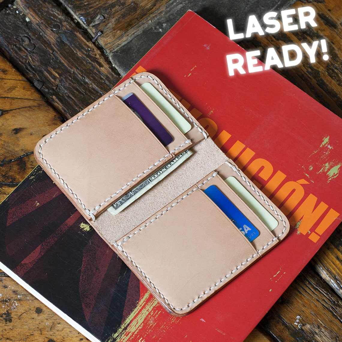 Leather Vertical Bi-fold Wallet Digital Pattern for LASER - Etsy