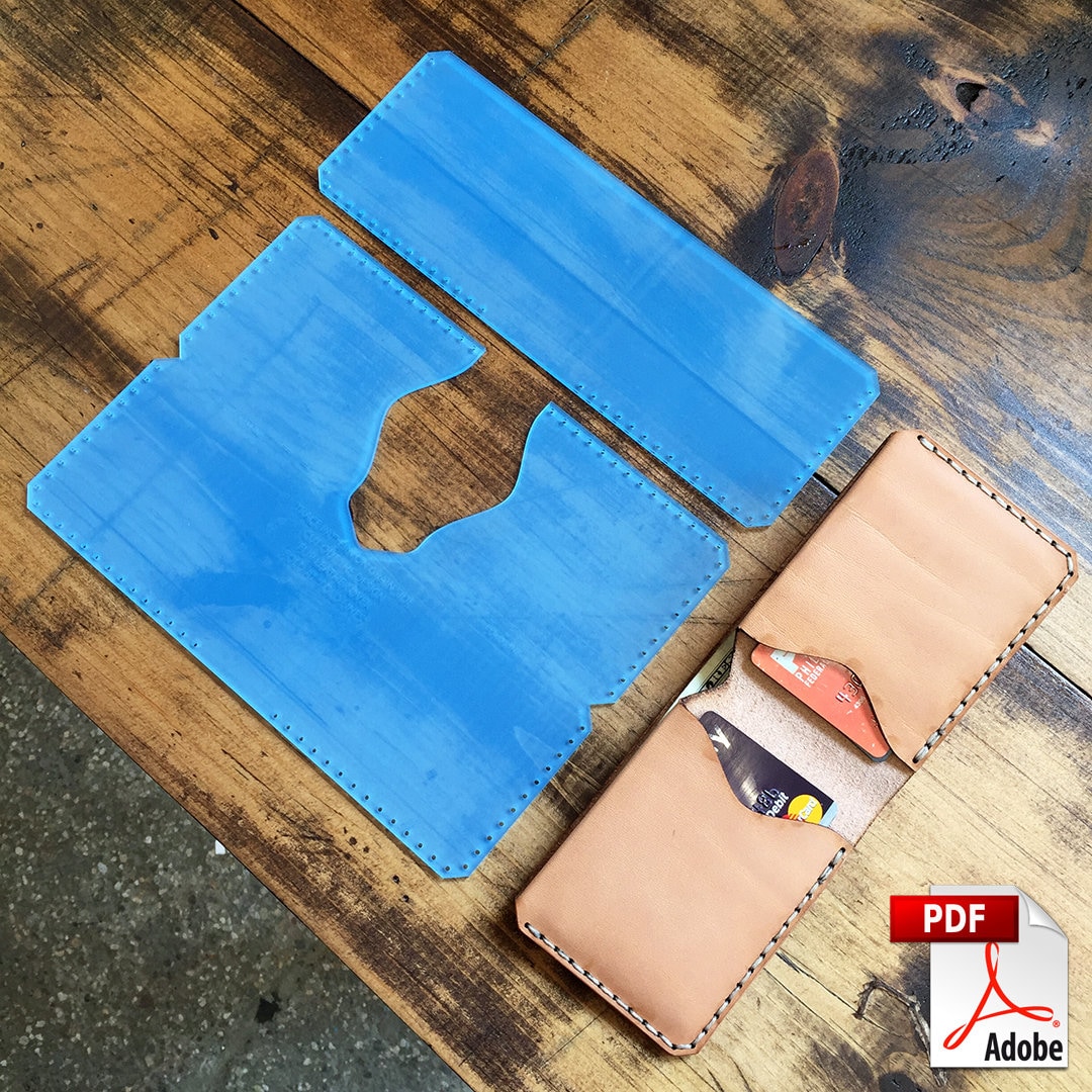 Fold Over Leather Bi-fold Wallet Digital PDF Template Set - Etsy