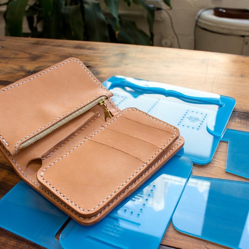 Minimal Leather Wrap Wallet Acrylic Template Leathercraft - Etsy