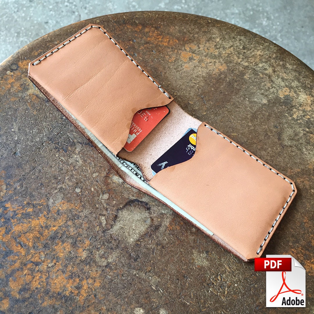 Fold Over Leather Bi-fold Wallet Digital PDF Template Set - Etsy