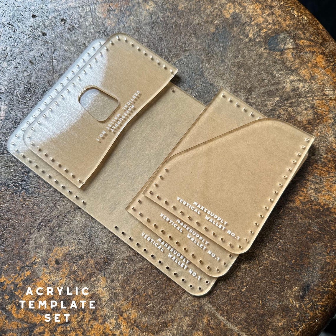 Folded Front Pocket Card Wallet Template Set - Acrylic Leather Template ...