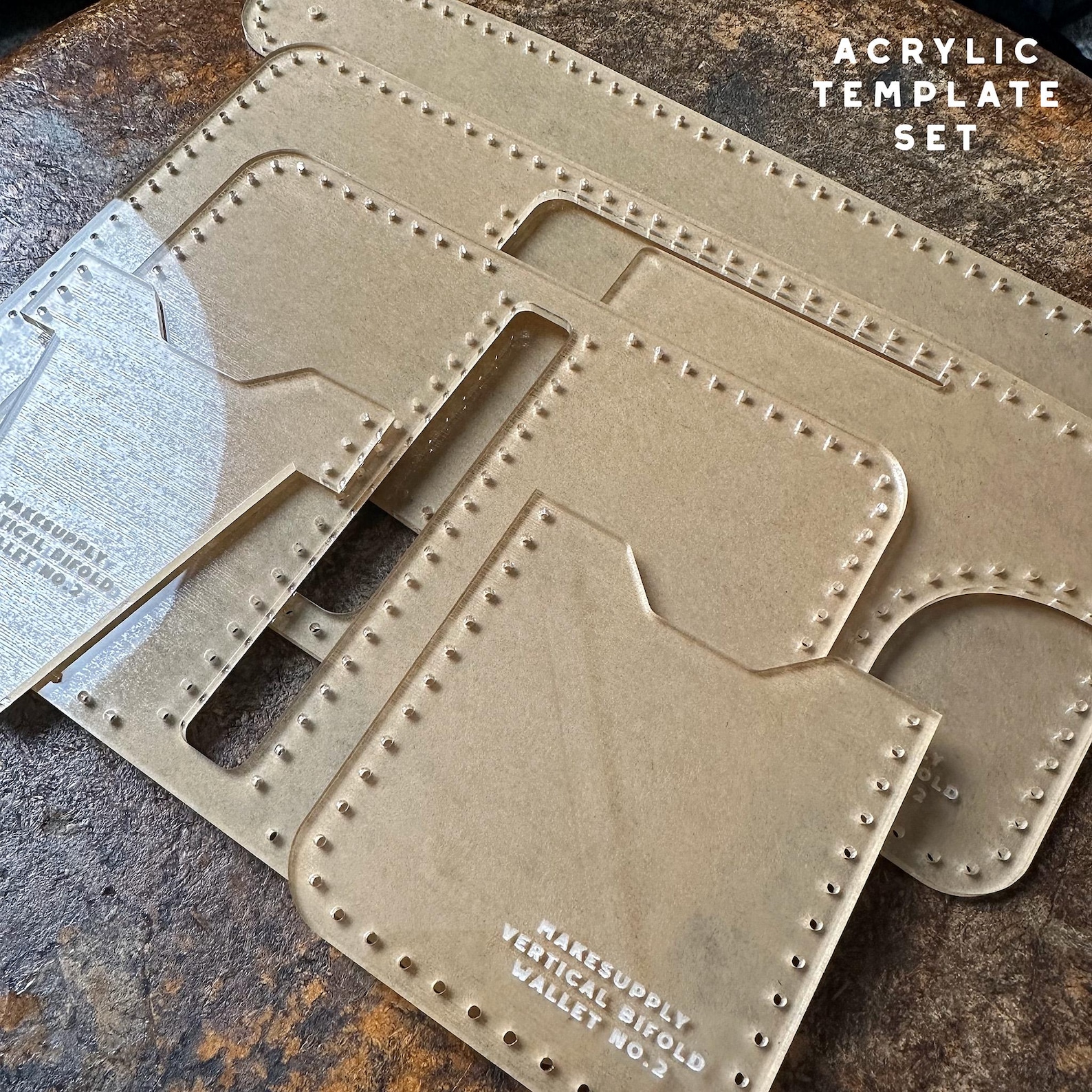 Leather Vertical Snap Wallet Acrylic Template Set - Leathercraft ...
