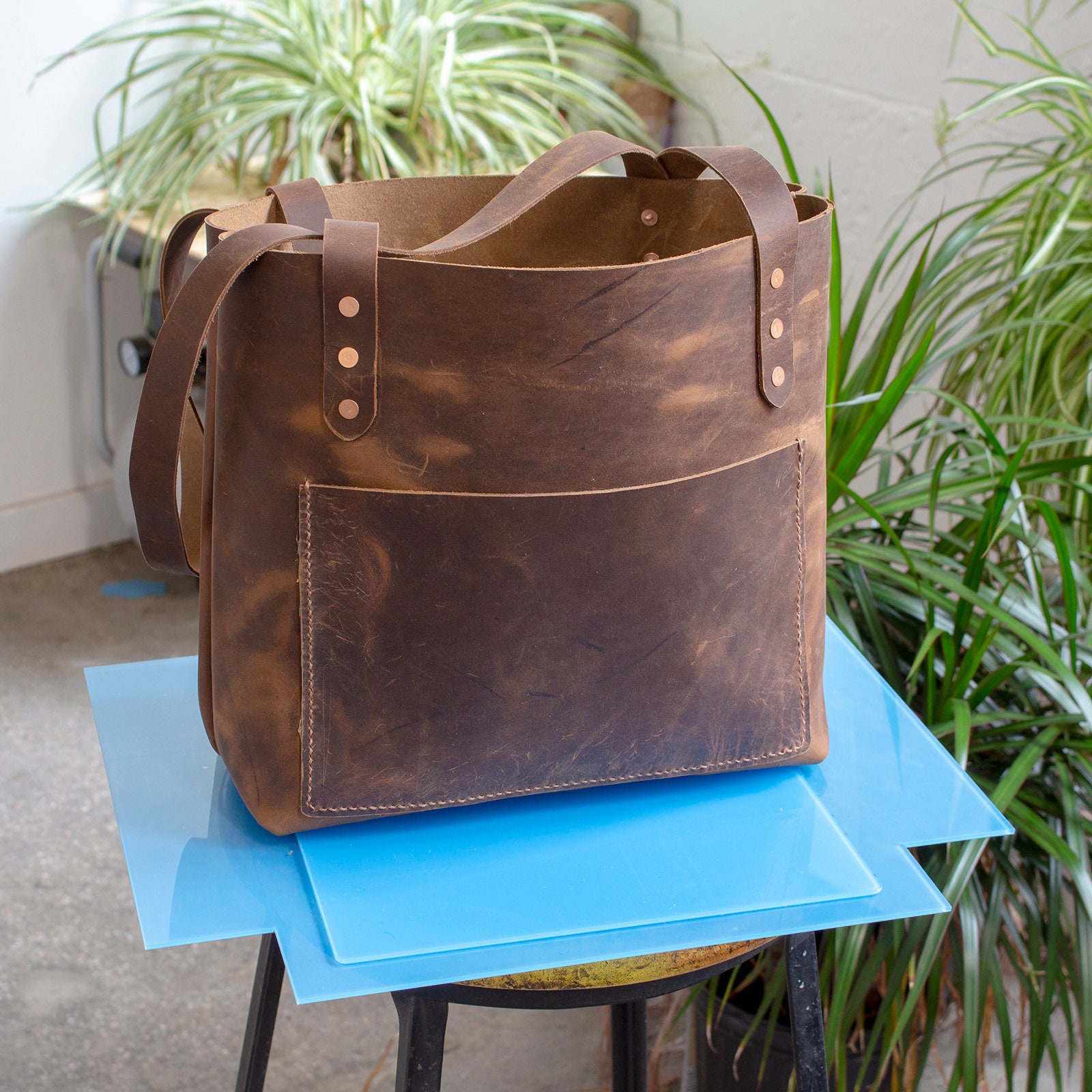 Basic Leather Tote Bag Acrylic Template Set Leather Pattern Etsy