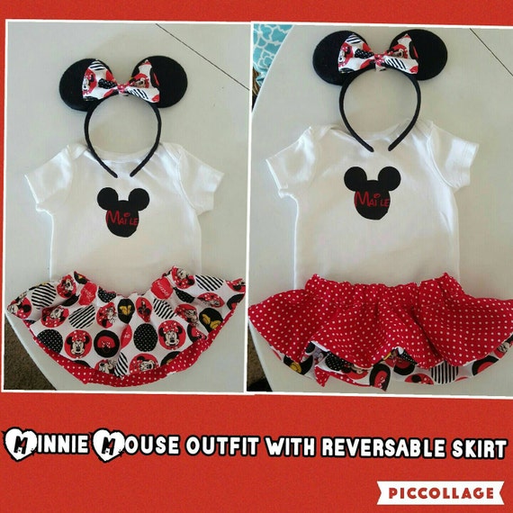 Items similar to Personalized minnie mouse outfit complete with ears ...