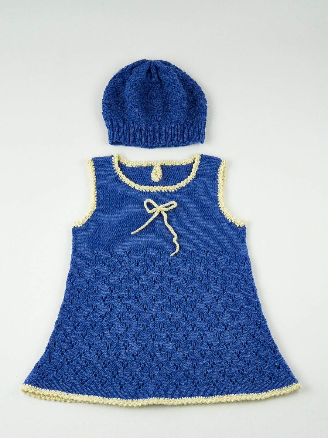 Purple Wool Knitted Dress Beret Set for Baby Girls 1.5 2 Years Knitted ...