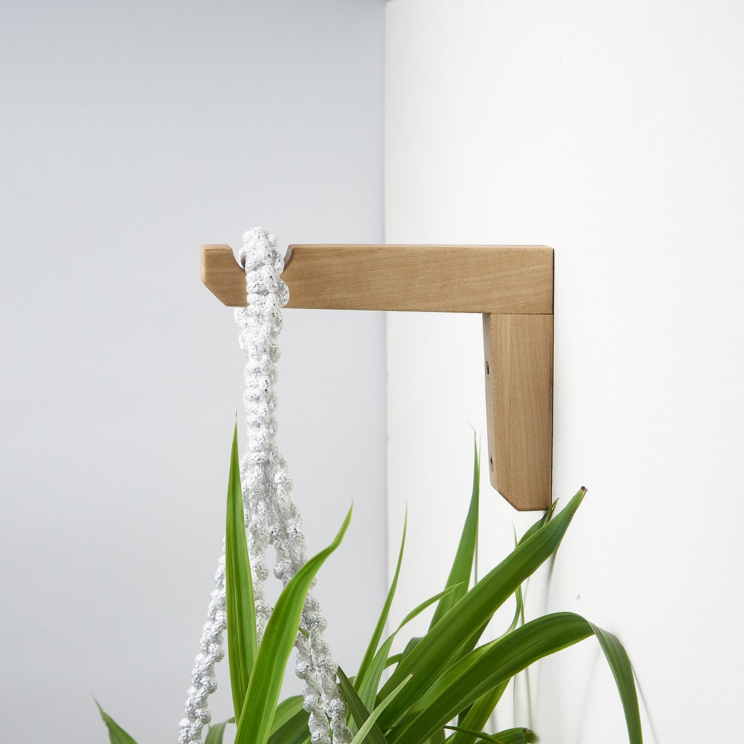 Wood Plant Hanger, Modern Plant Holder Bracket From White Maple Wood - Etsy