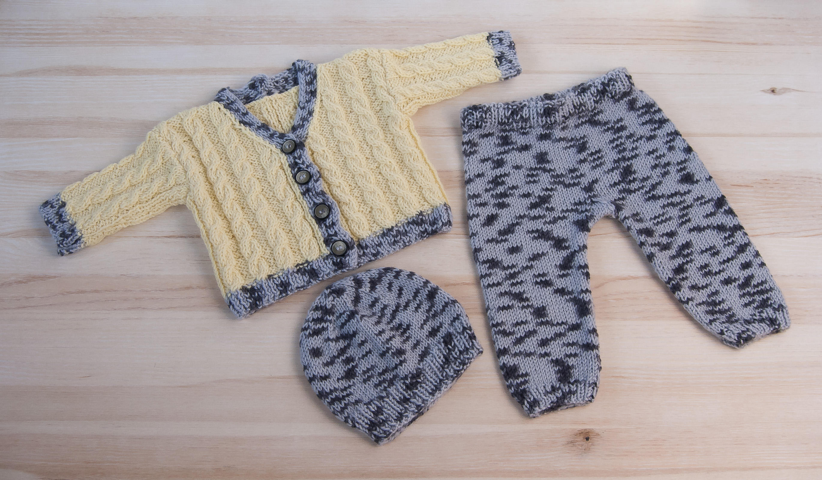 Hand Knitted Baby Girl Boy Set Suit Clothes 3-6 Months Hat Cardigan ...