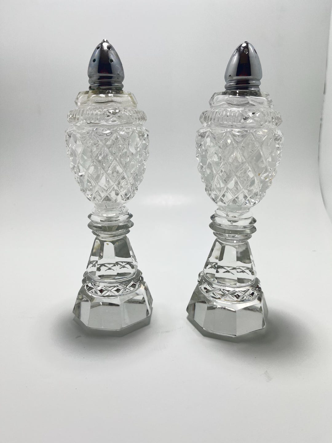 Vintage Crystal Salt And Pepper Shakers