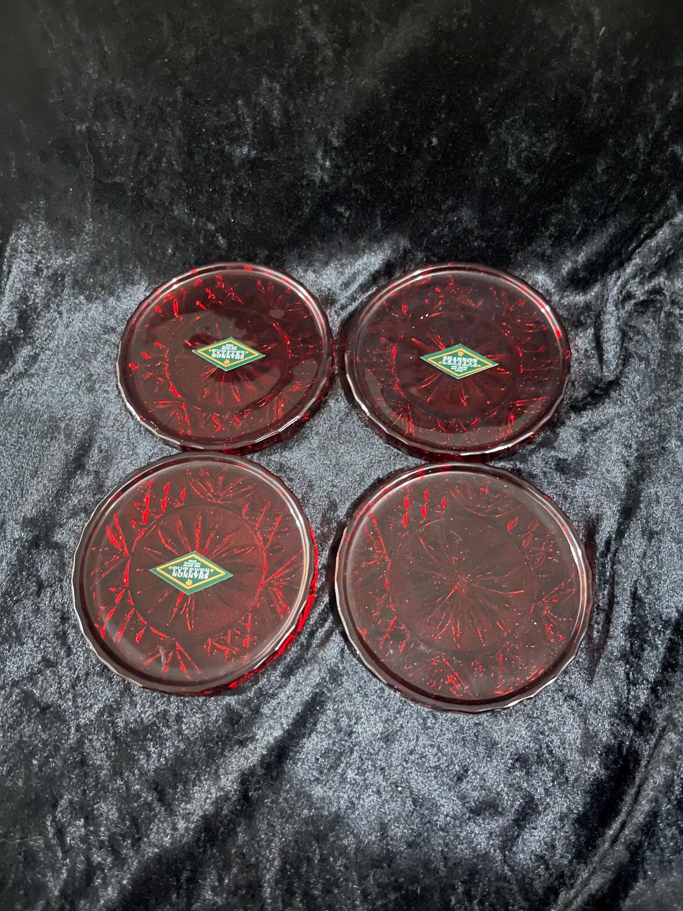 Godinger Dublin Red Crystal Coasters Set of 4 Shannon by Godinger - Etsy
