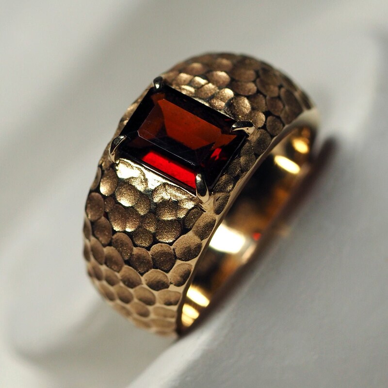 Mens Gold Ring Red Stone - Etsy