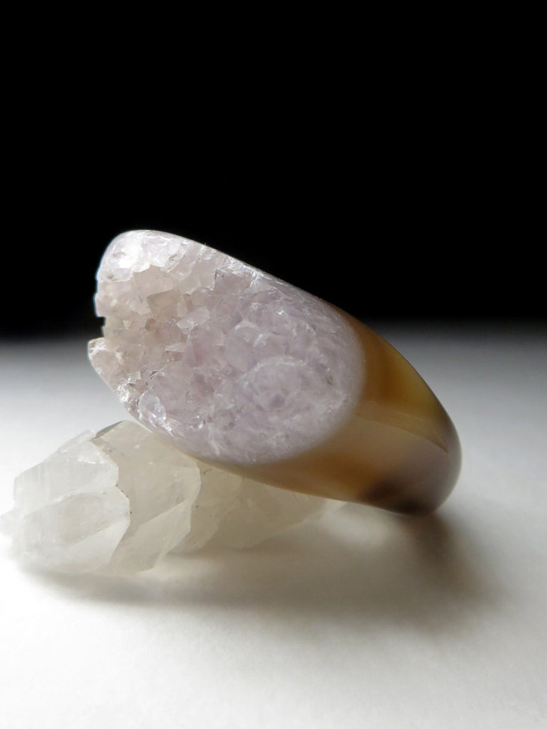 Quartz Solid Ring Hololith Purple Amethyst Crystals Raw Uncut Gem ...