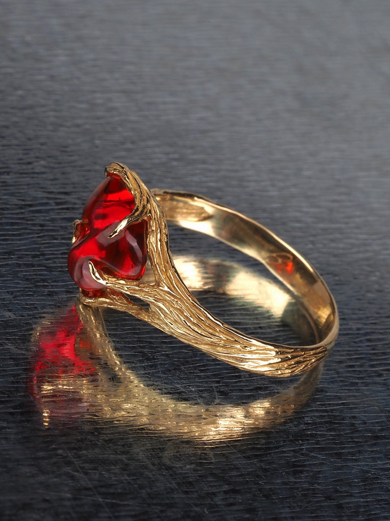 Fire Mexican Opal Gold Ring Mexican Gold Red Freeform Gemstone Rare ...
