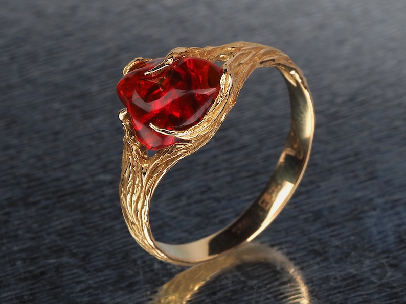 Fire Mexican Opal Gold Ring Mexican Gold Red Freeform Gemstone Rare ...