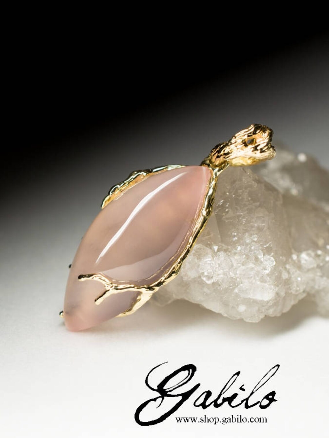 Rose Quartz Gold Pendant Unisex Natural Gemstone 14k Gold | Etsy