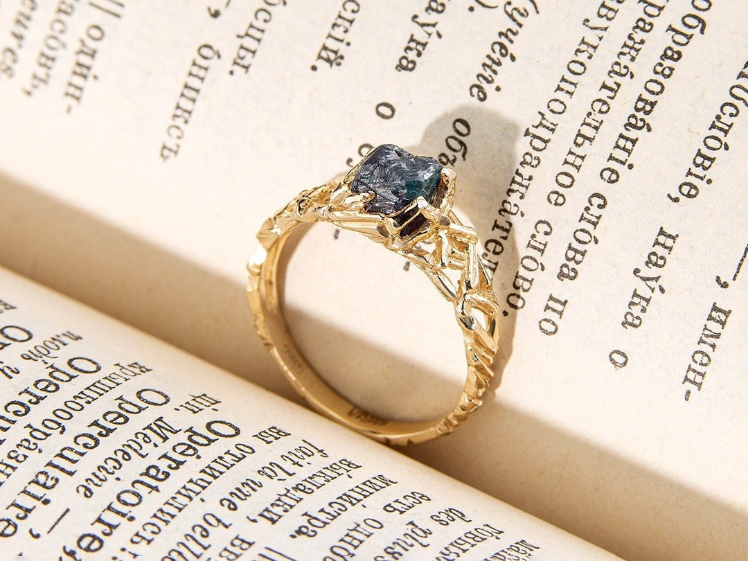 Custom Made: Alexandrite Gold Ring Raw Crystal Chrysoberyl Rare Gem ...