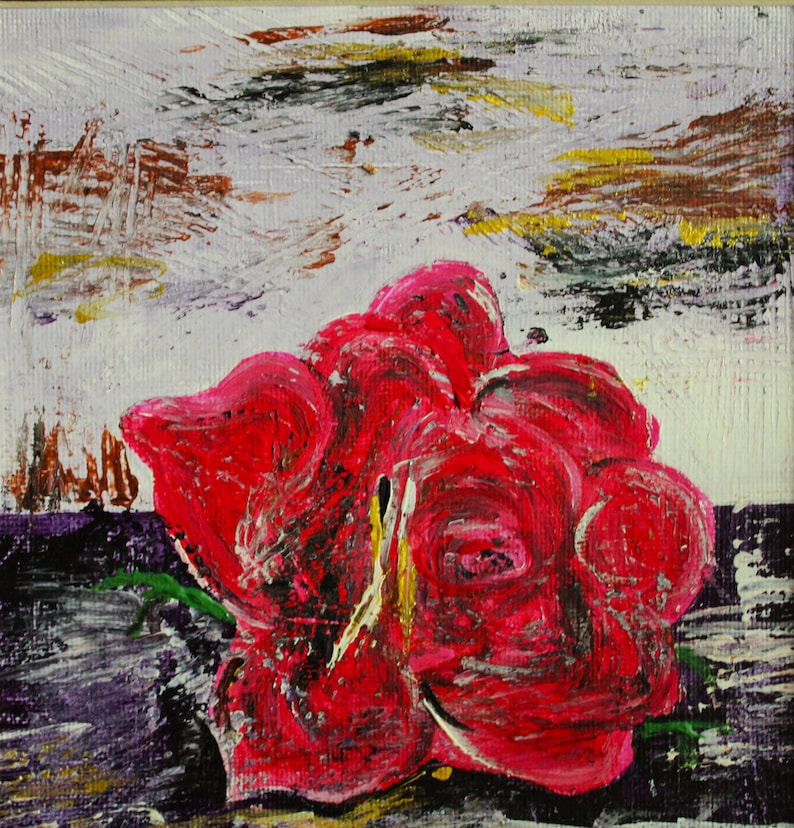 The Rose Original Acrylic Painting Modern Art Contemporary - Etsy
