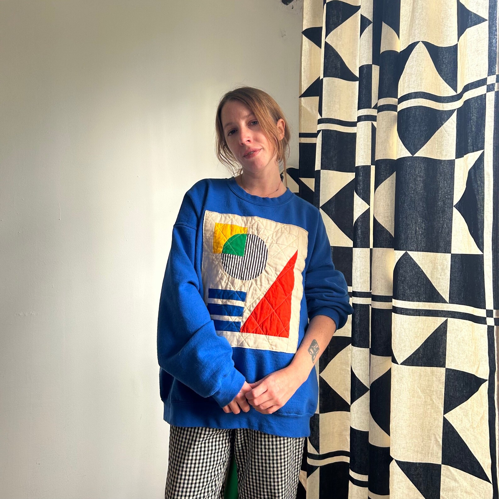 Bauhaus Sweatshirt | Sweatshirt With Quilt Patch | Colorful Sweatshirt | Handmade Sweatshirt - Etsy