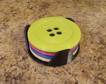 6 Wooden Button Coasters Kitchen Coaster Gift Set Wood - Etsy