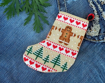 Gingerbread Man Cross Stitch - Etsy