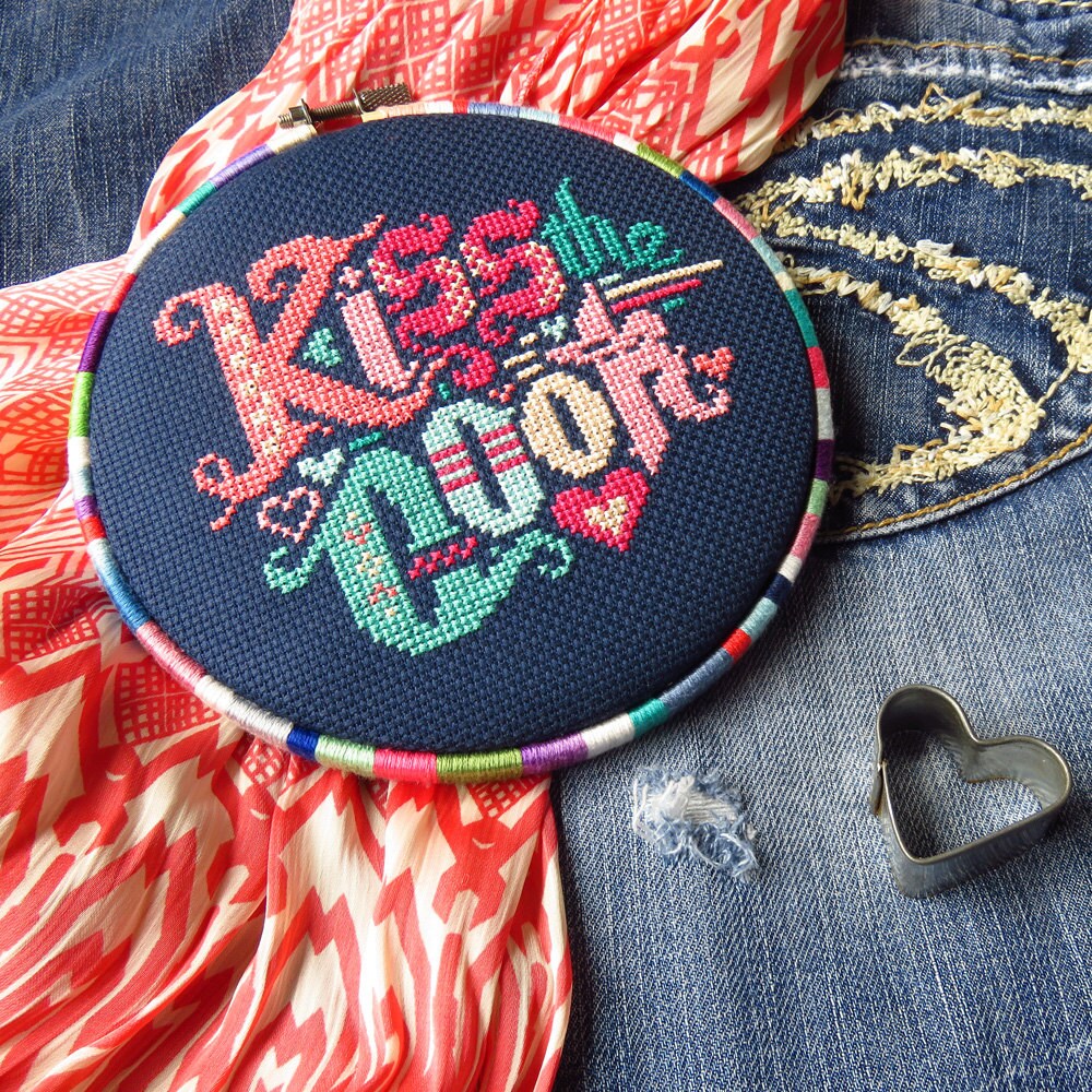 Kiss the Cook Cross Stitch Pattern Pdf Modern Cross Stitch - Etsy