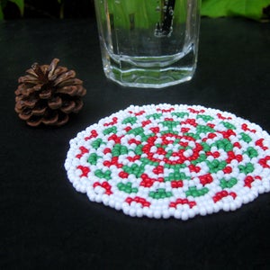 Christmas Coaster Seed Bead Pattern, Toho Seed Beads Pdf Pattern ...